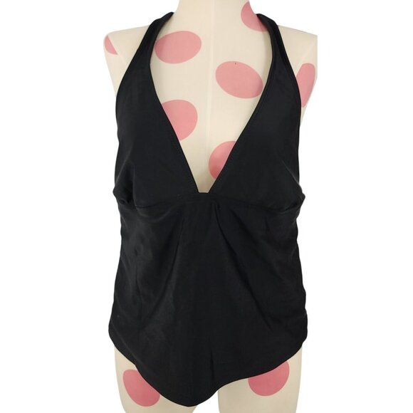 Swim | Womens Black Halter Neck Tie Tankini Swimsuit Top Bathing Suit ...